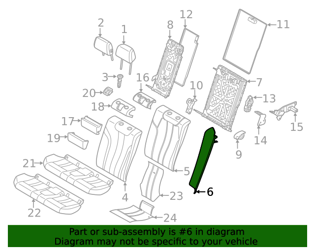 52-20-7-470-881 - Seat Back Bolster Cushion 2018-2019 BMW 640i xDrive ...