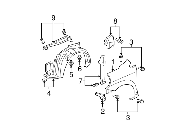 2007-2008 Honda Fit Garnish, L Front Fender 74207-SLN-A00 | hondapartswd