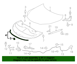 53381-0E090 - Hood Seal 2016-2022 Lexus | AutoNationParts.com