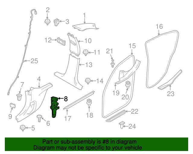 51437326365 - 2014-2021 BMW Kick Panel Trim Bracket (51-43-7-326-365 ...