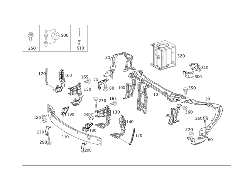 Front Stiffening and Radiator Support for 2005 Mercedes-Benz CLK 320 ...