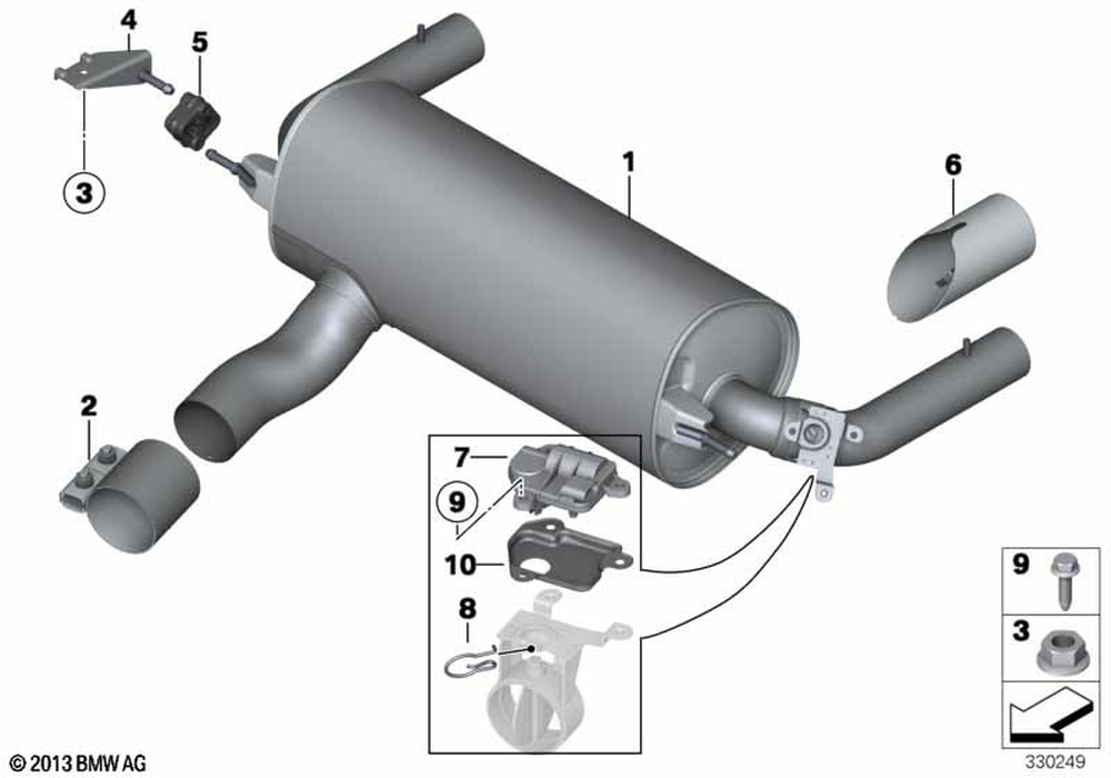 2011-2016 BMW Rear Muffler With Exhaust Flap 18307646997 | Retail ...