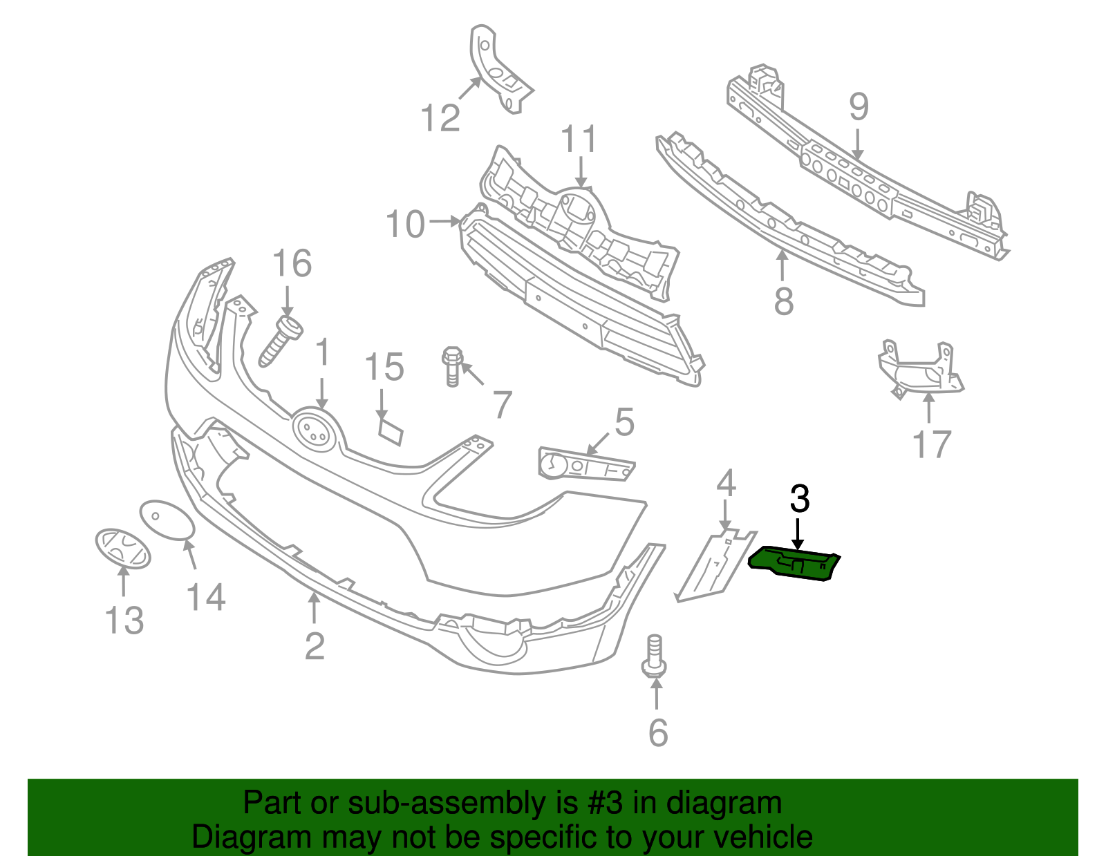 Hyundai - 86515-3J110 - Bumper Cover Side Support - 2009-2012 Hyundai ...