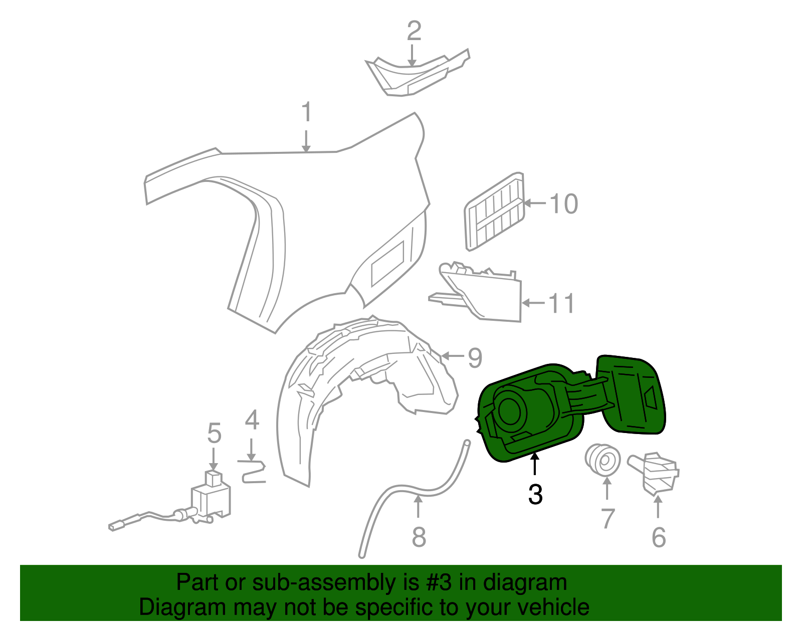 1K5-809-857-B-GRU - Fuel Filler Door 2005-2010 Volkswagen Jetta ...