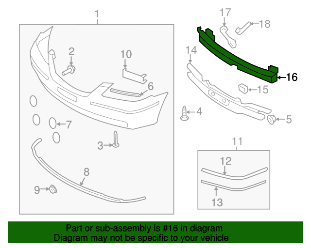 86530-3L000 - Bumper Impact Bar 2006-2011 Hyundai Azera ...