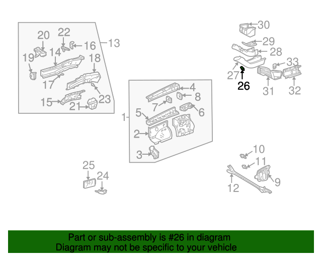 57177-0E010 - Floor Side Rail Reinforcement - 2001-2013 Toyota ...