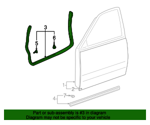 Genuine Toyota Door Seal (Left, Front) part# 67862-0C020 for 2001-2007 ...
