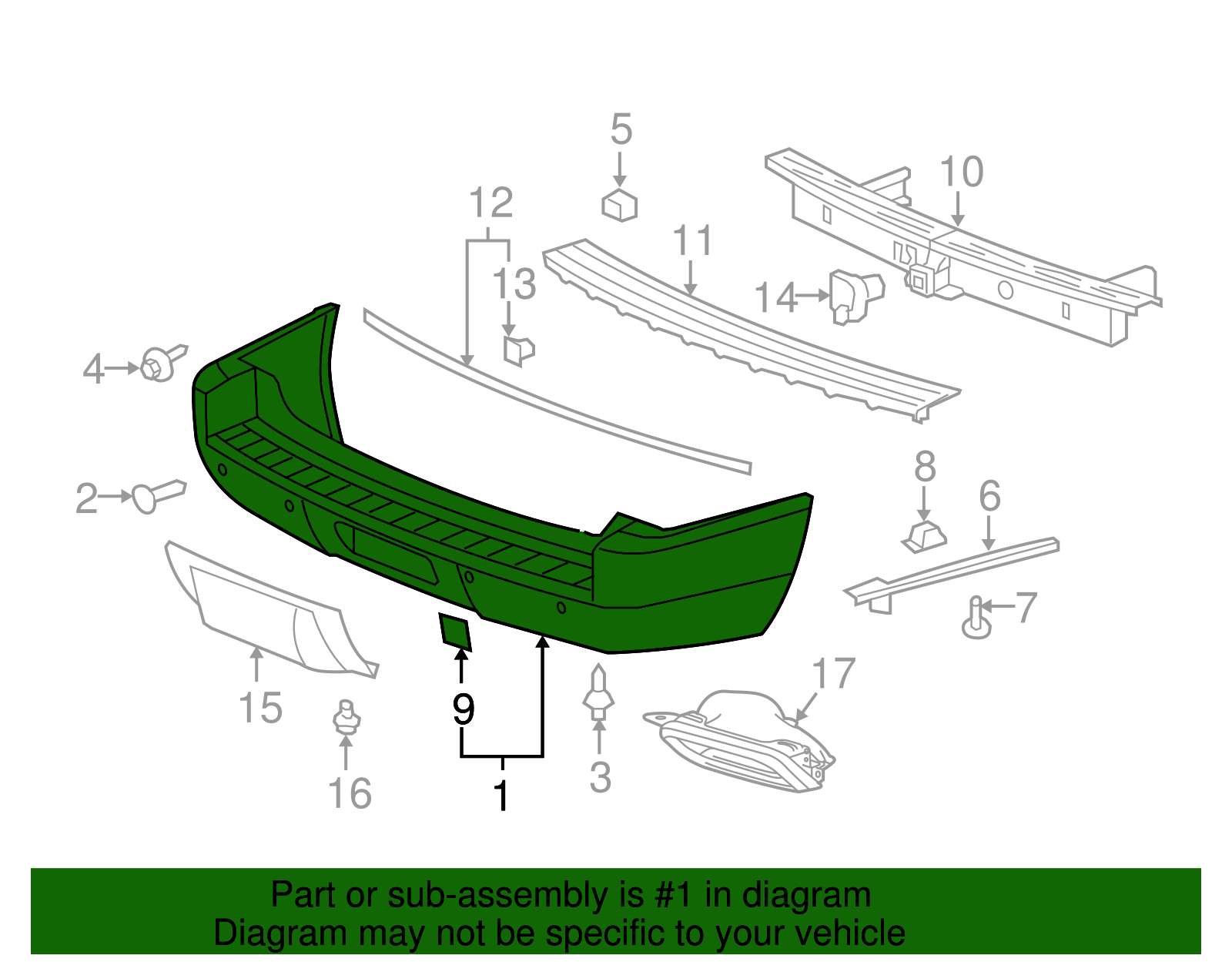 2012-2014 GM Rear Bumper Cover 22756664 | Maxon GMC Parts