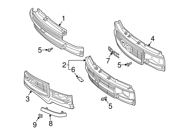 1995-2005 GM Front Grille GMC Logo 88934840 | TascaParts.com