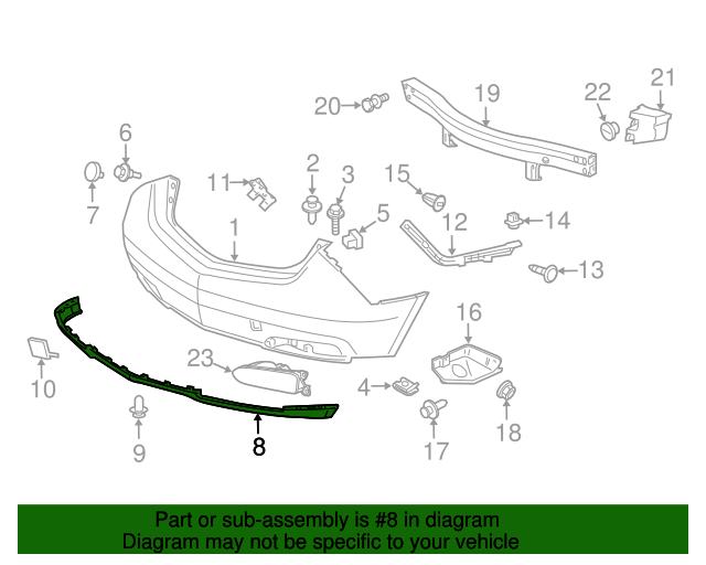 2010-2013 Acura ZDX Face, Rear Bumper (Lower) *NH533* (Bumper Dark Gray ...