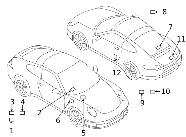 2020-2023 Porsche 911 Battery Label 992-010-004-A | Porsche Marin