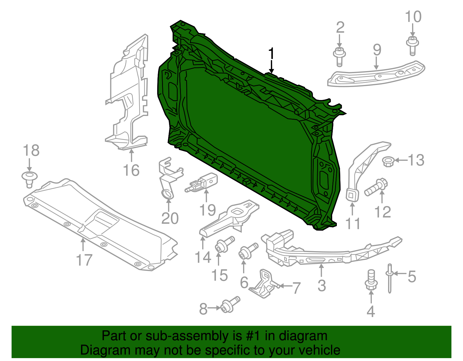 2015-2018 Audi Radiator Support 8U0-805-594-F | OEM Parts Online