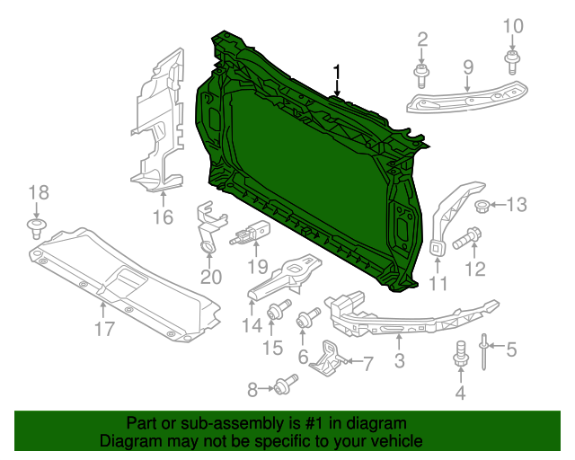 8U0-805-594-F - Radiator Support Panel 2015-2018 Audi | AutoNationParts.com