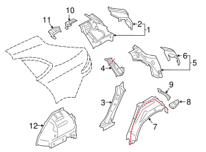 2015-2024 Porsche Macan Wheel Housing Side Panel Seal 95B-864-681-A ...