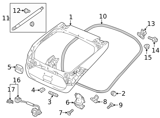 74440-TGG-A01 - Weatherstrip, Tailgate - 2017-2020 Honda Civic | Genuine Honda Parts