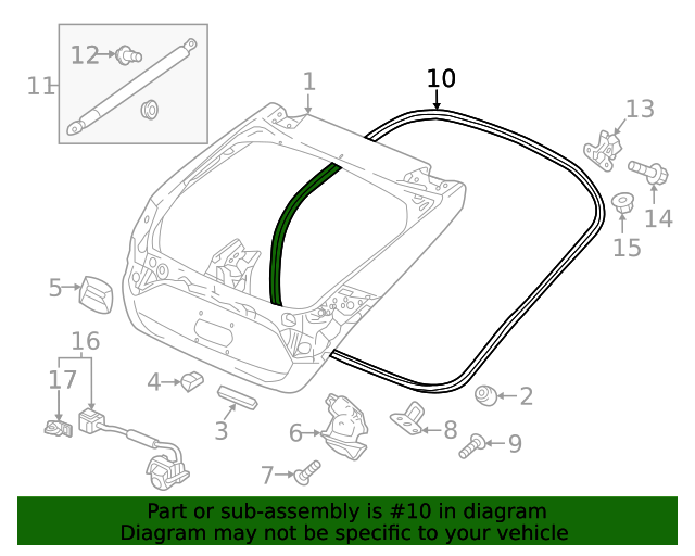 74440-TGG-A01 - Body Weather-Strip 2017-2021 Honda Civic | Honda Parts Online
