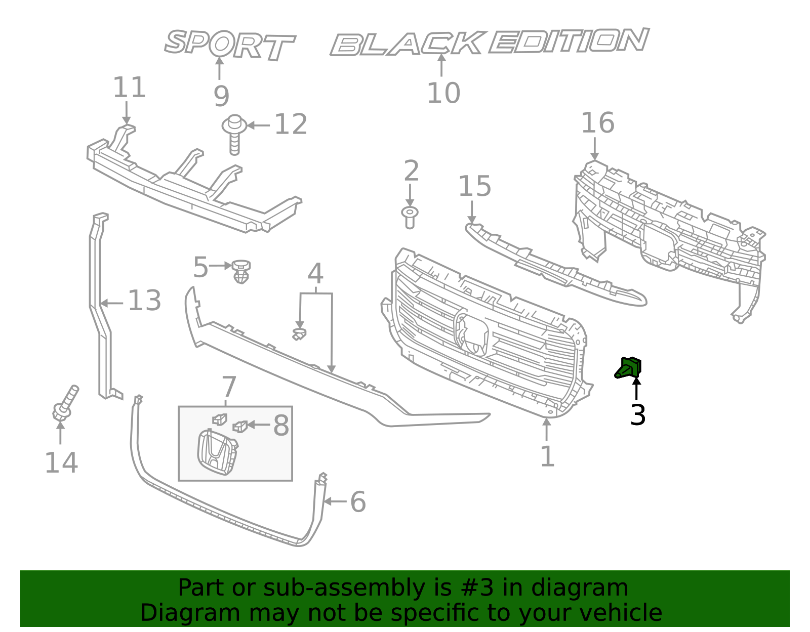 91578-TGV-A01 - Grille Retainer 2021-2025 Honda | Honda Parts Online