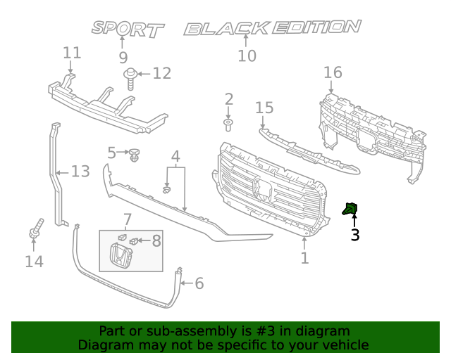 2021-2023 Honda Grille Retainer 91578-TGV-A01 | OEM Parts Online