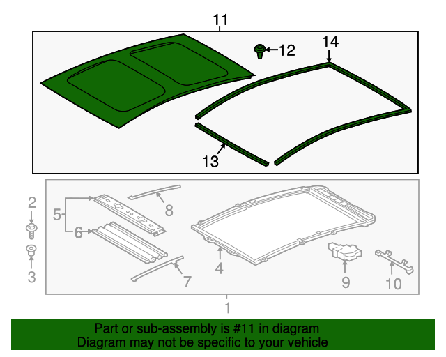 63201-47040 - Sunroof Glass - 2012-2017 Toyota Prius V | Conicelli ...