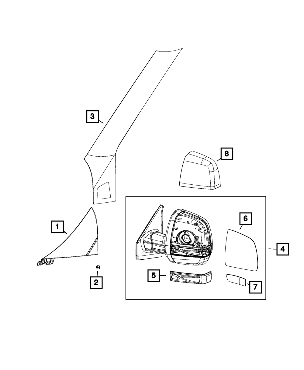 68280568AA - 2015-2022 Ram ProMaster City - Spotter Mirror Replacement ...