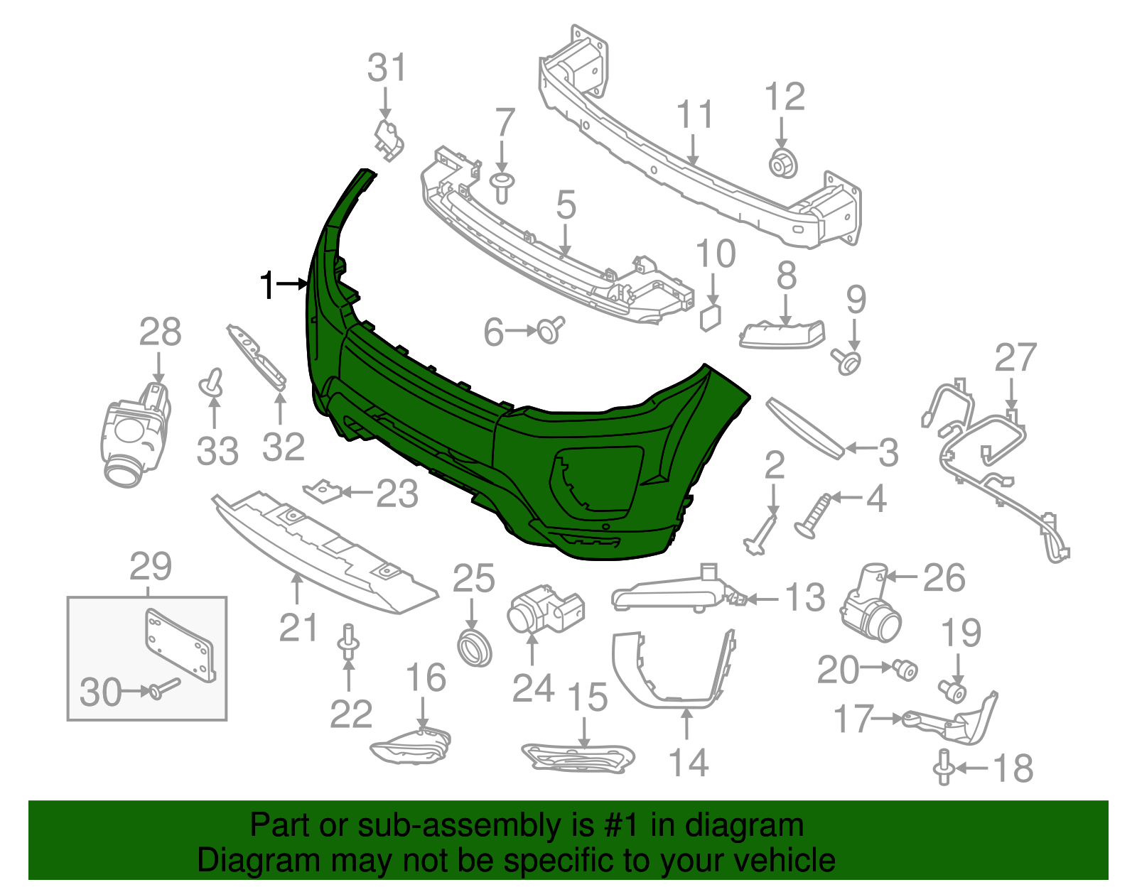2018-2019 Land Rover Range Rover Evoque Bumper Cover LR079538 ...