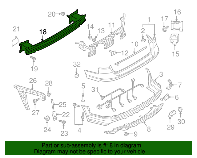 8W0-807-309-G - Impact Bar 2017-2019 Audi A4 allroad | Audi OEM Parts
