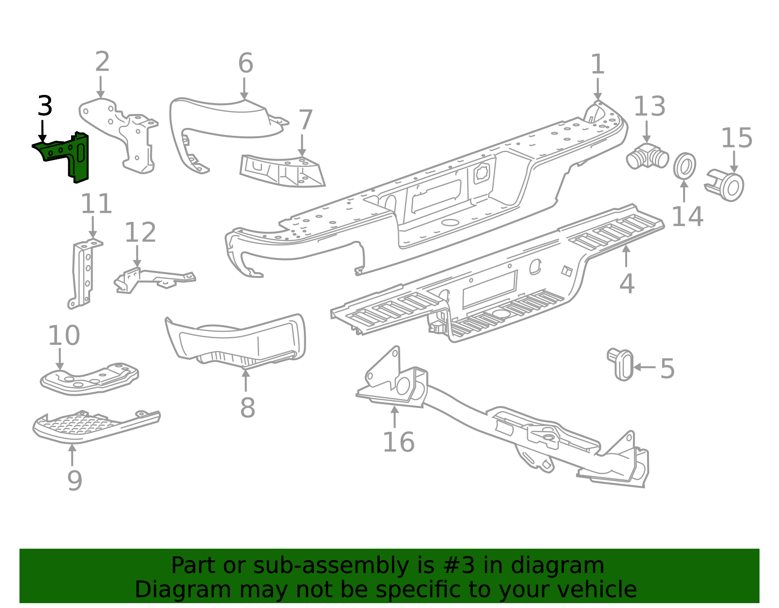 2015-2022 GM Rear Driver Side Bumper Impact Bar Outer Bracket 22890962 ...