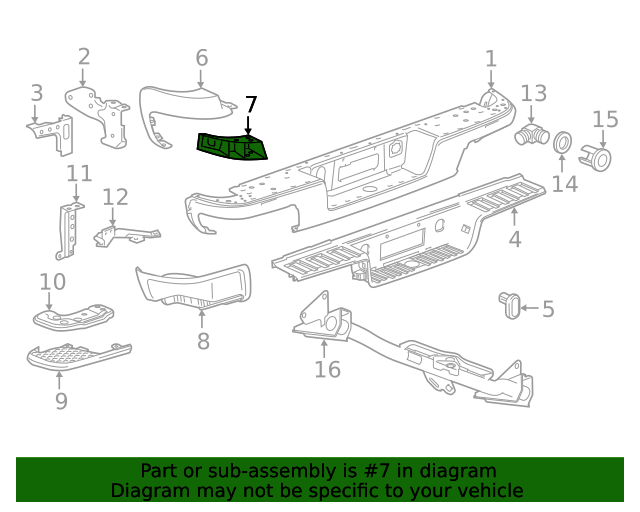 2015-2022 GM Rear Driver Side Bumper Fascia Support 22890965 GM ...