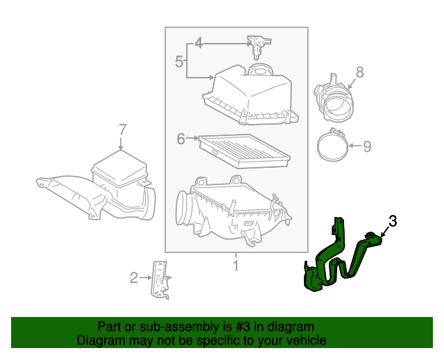 17850-0P040 - Air Cleaner Assembly Bracket - 2017-2020 Toyota Sienna ...
