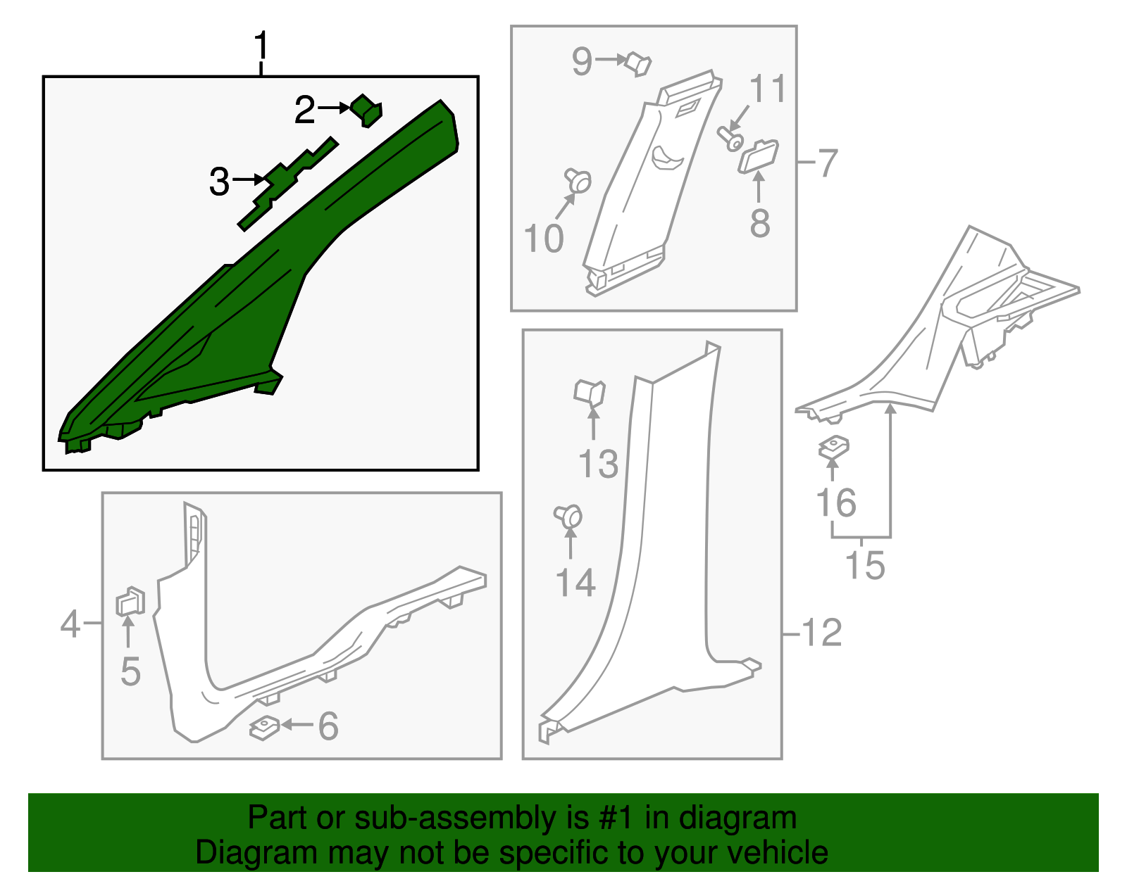 2022-2023 Chevrolet Bolt EV Windshield Pillar Trim 42802009 GM ...