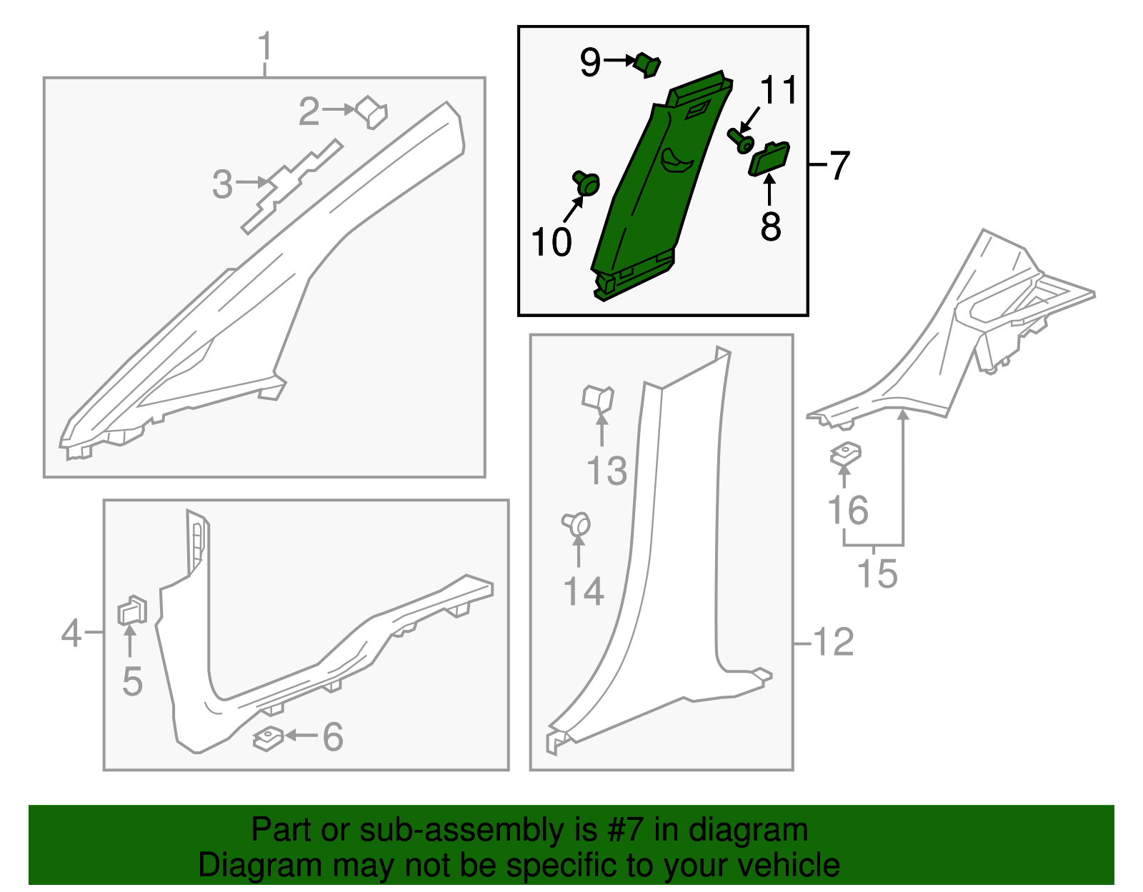 42650497 - Gray Driver Side Center Pillar Upper Trim Panel 2017-2023 ...