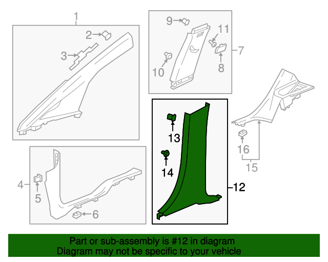 Light Ash Gray Driver Side Center Pillar Lower Trim Panel 42573351 | GM ...