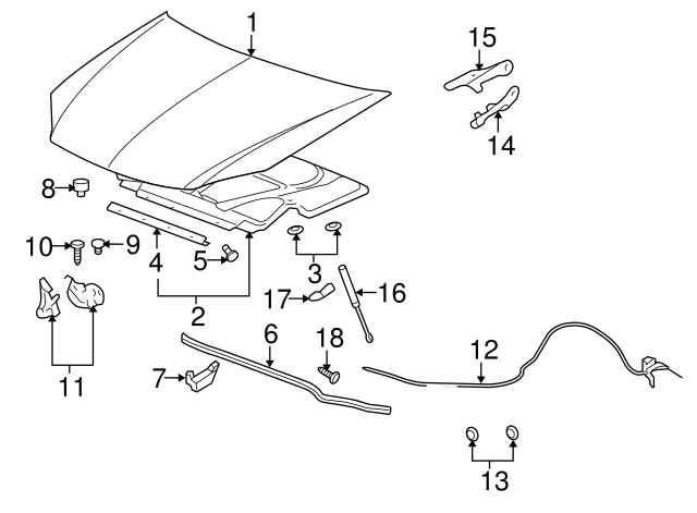 2005-2010 GM Driver Side Hood Hinge (Hood Side) 15262843 | TascaParts.com