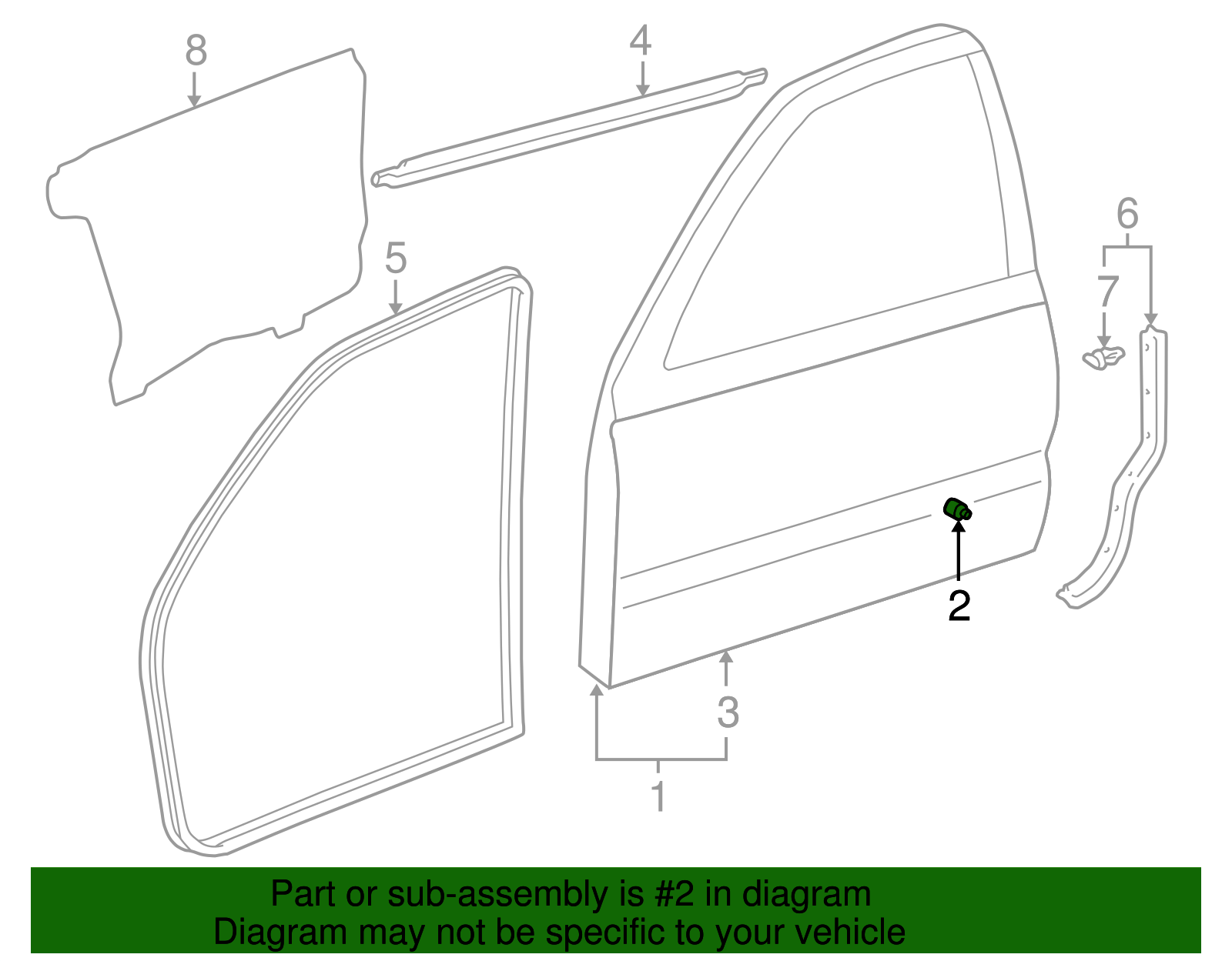 1996-2007 Toyota Door Shell Cushion 90541-09006 | Toyota Parts Center