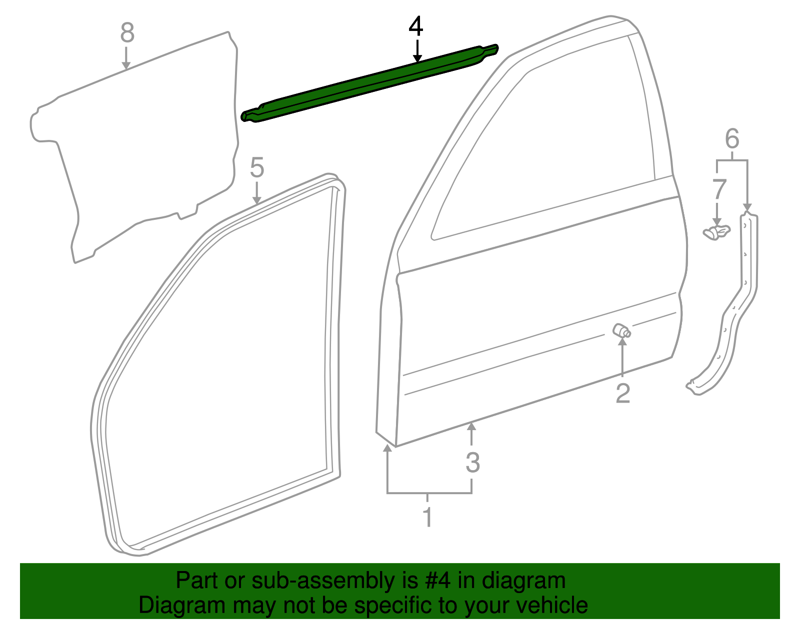 Genuine Toyota Door Window Belt Weatherstrip (Right, Front) part# 68161 ...