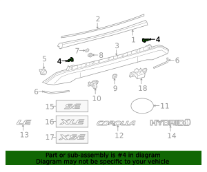 Genuine Toyota Filler Molding Retainer part# 52535-0E030 for 2008-2024 ...