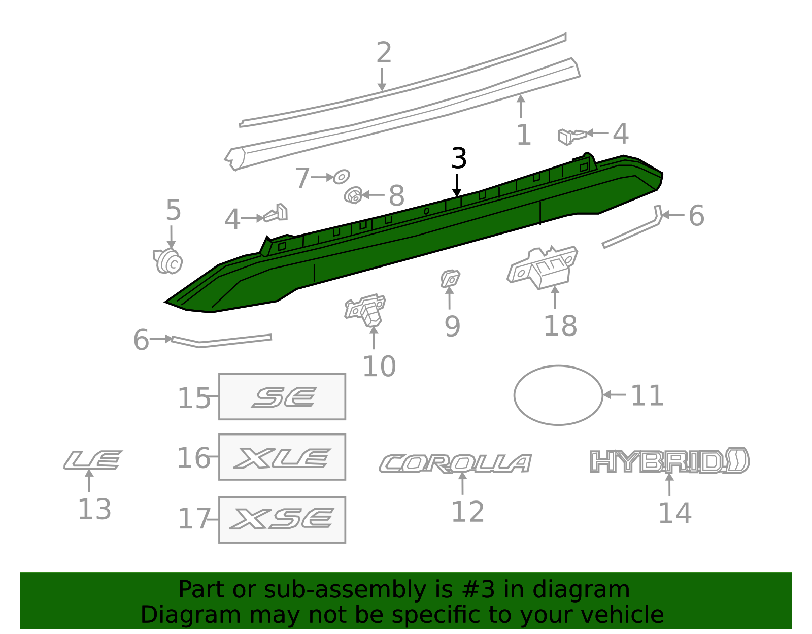 2020-2024 Toyota Corolla Filler Molding 76811-12909 | Toyota Parts Center
