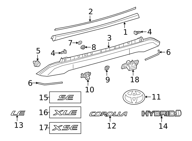 76811-12909 - Filler Molding 2021-2023 Toyota Corolla | Longo Toyota Parts