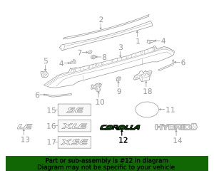 75442-02380 - Deck Lid Emblem 2020-2024 Toyota Corolla | Longo Toyota Parts