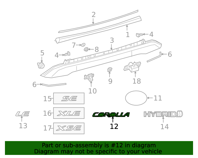 75442-02380 - Deck Lid Emblem 2020-2024 Toyota Corolla | Longo Toyota Parts