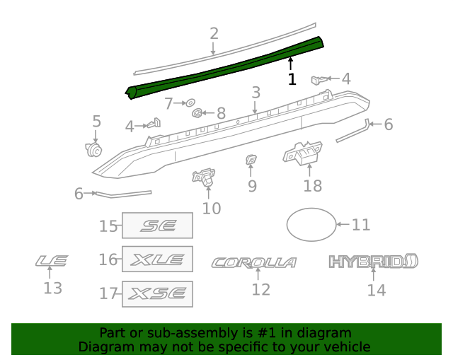 76812-12170 - Upper Molding - 2020-2022 Toyota Corolla | OEM Genuine ...