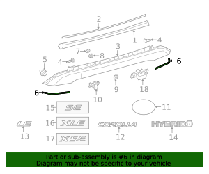 76825-02340 - Filler Molding Protector 2020-2023 Toyota Corolla | Longo ...