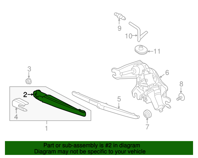 98811-1R000 - Wiper Arm - 2014-2019 Kia | Kia Auto Parts