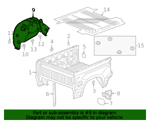 2019-2023 GMC Sierra 1500 Rear Driver Side Wheelhouse Liner 84507682 ...