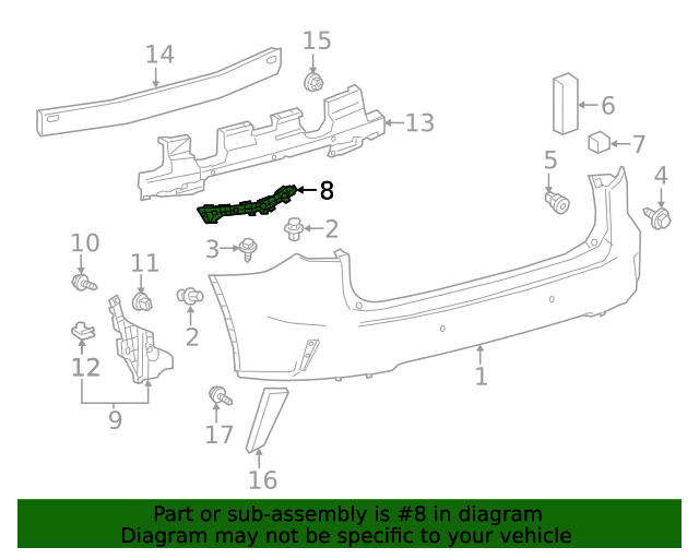 52576-48070 - Bumper Cover Support Rail 2018-2022 Lexus ...