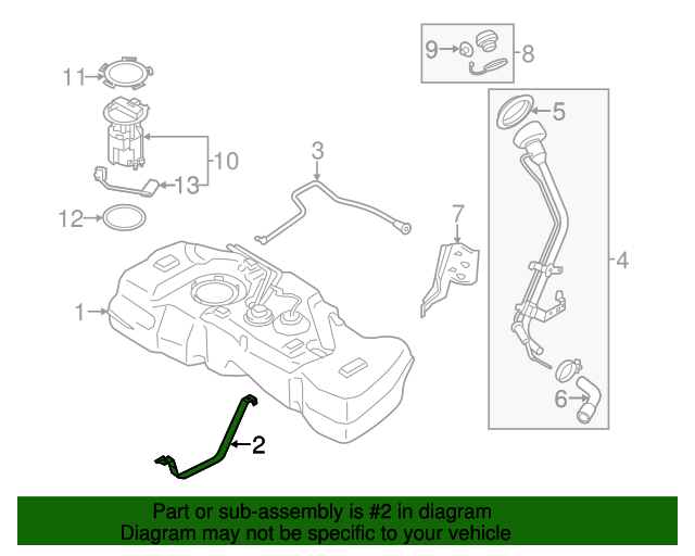 17407-1FC0A - Tank Strap 2009-2017 Nissan | Nissan Parts & Accessories ...