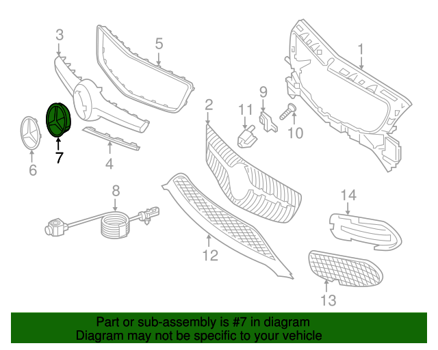 000-888-00-60 - Grille Emblem Bracket 2011-2020 Mercedes-Benz ...