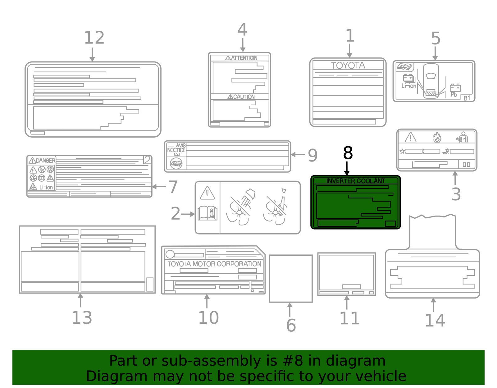 G92A1-11010 - Info Label 2021-2024 Toyota Mirai | Longo Toyota Parts