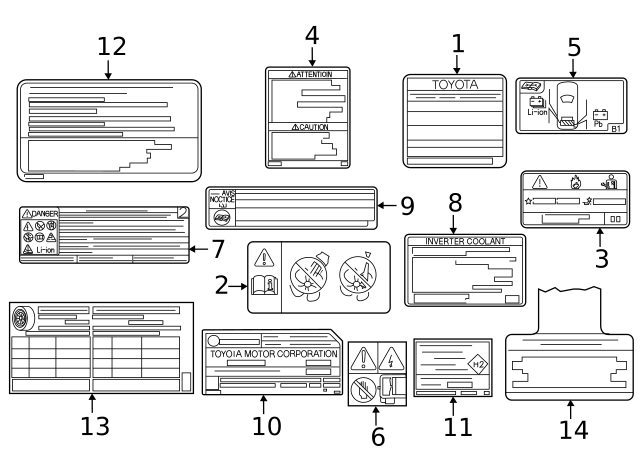2019-2024 Toyota Mirai Caution Label 77A59-62030 | Toyota Parts Center