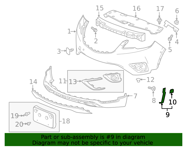 2016-2020 Buick Envision Passenger Side Front Bumper Fascia Lower ...